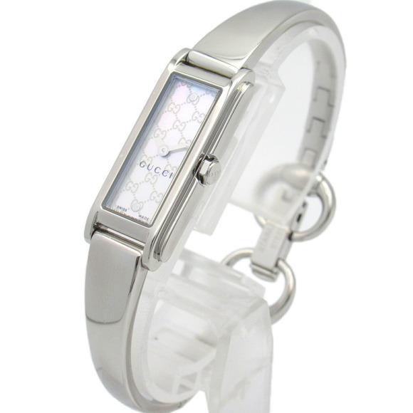 Gucci | Bags | Gucci Line Shell Stainless Gg Watch White Steel | Poshmark